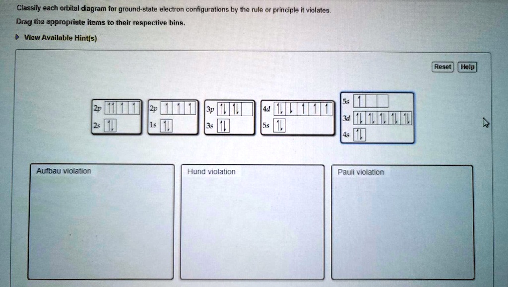 classify each orbital diagram for ground state electron configurations by the rule or principle ...