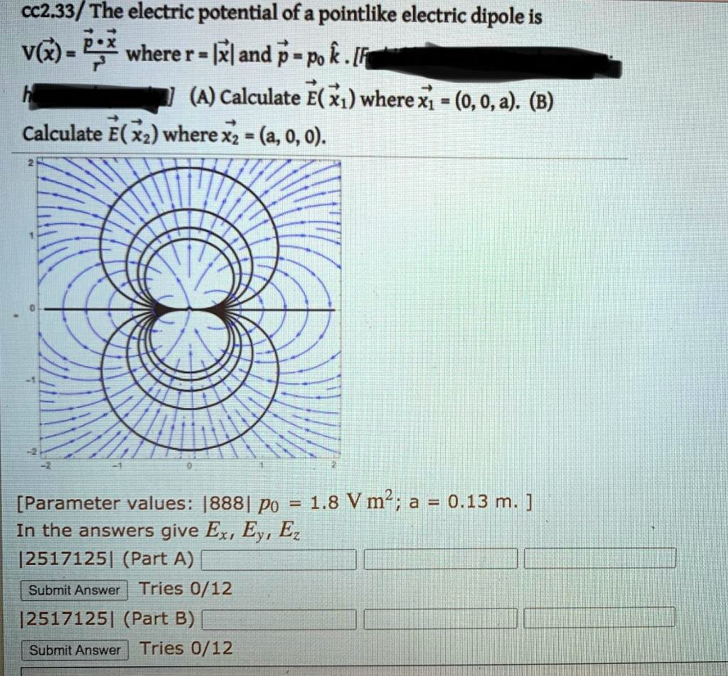 SOLVED:cc2,.33/ The electric potential of a pointlike electric dipole is vG) 1 wherer - [land ...