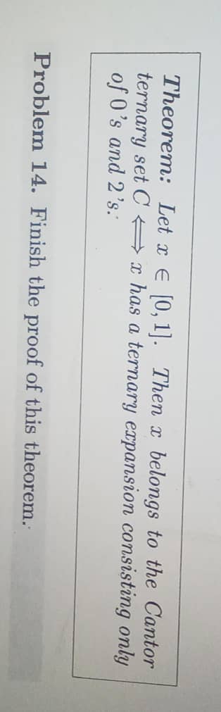 Solved Theorem Let X ∈ 01 Then X Belongs To The Cantor Ternary Set C X Has A Ternary 6490