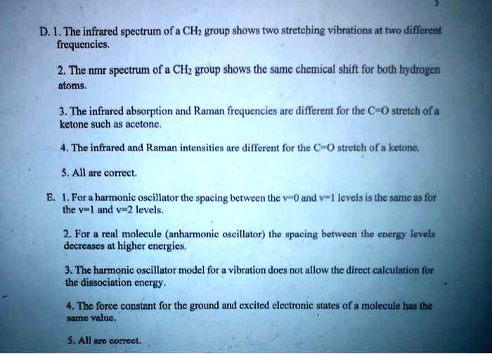 SOLVED: D.1, The infrared spectrum ofa CHz group shows two stretching ...