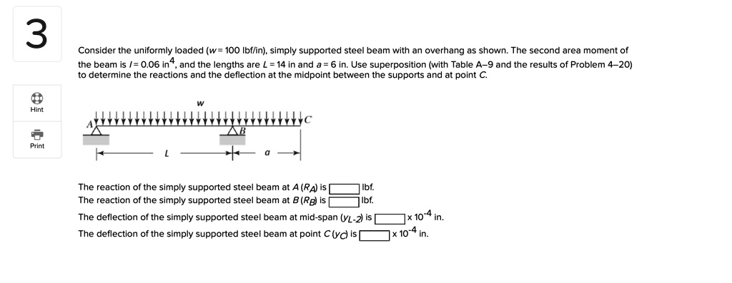 SOLVED: 3 Consider the uniformly loaded (w=100 Ibf/in), simply ...