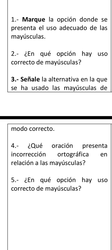 SOLVED: 4.- ¿Qué oración presenta incorrección ortográfica en relación a las mayúsculas? 1 ...