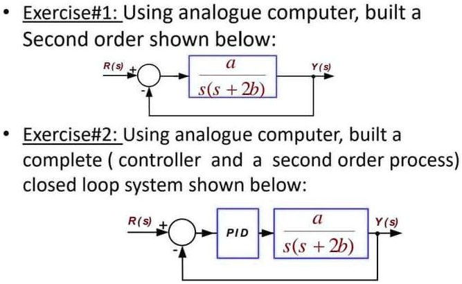 Exercise#1: Using analogue computer, built a Second order shown below ...