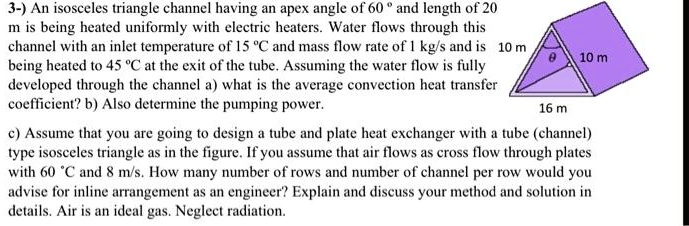SOLVED: 3-) An isosceles triangle channel having an apex angle of 60 ...