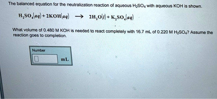 SOLVED: The balanced equation for the neutralization reaction of ...