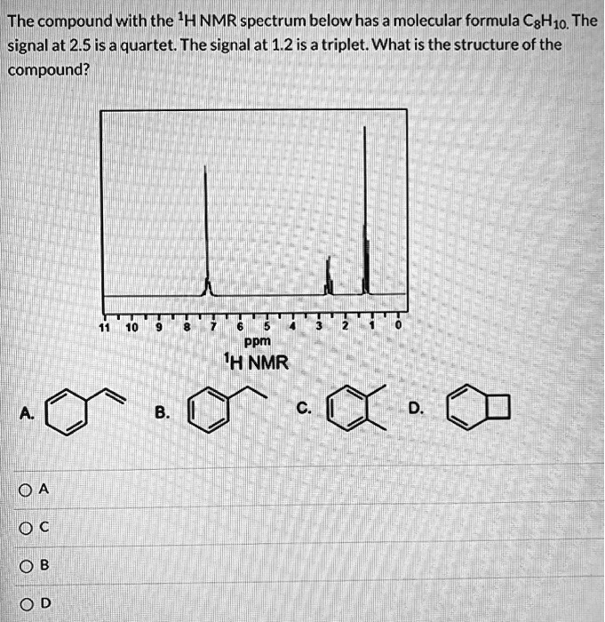SOLVED: The compound with the "H NMR spectrum below has a molecular formula C2H6O. The signal at ...