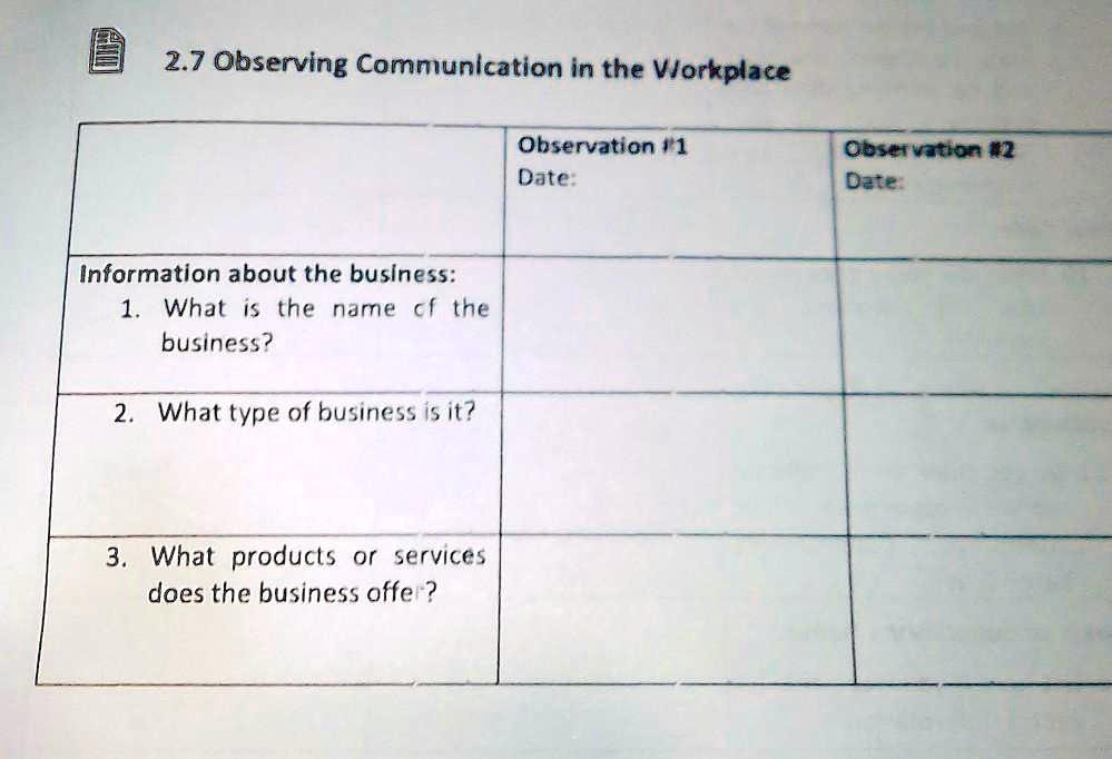 you will complete two workplace observation if there are safety ...