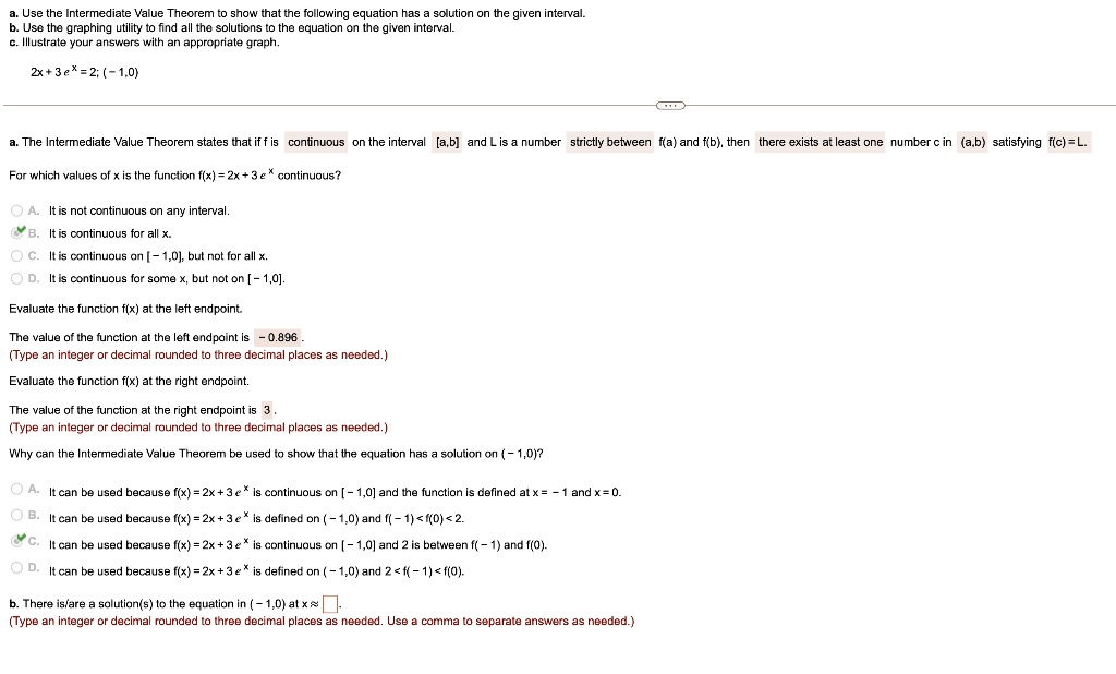 SOLVED: a. Use the Intermediate Value Theorem to show that the ...
