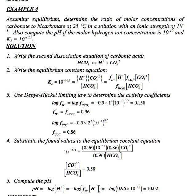 SOLVED: EXAMPLE 4 Assuming equilibrium, determine the ratio of molar ...