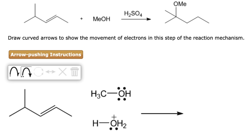 SOLVED: Draw curved arrows to show the movement of electrons in this ...
