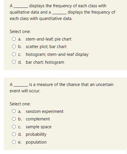 SOLVED: displays the frequency of each class with qualitative data and ...