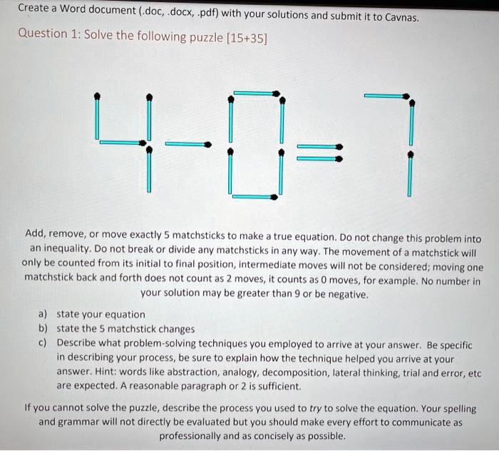 SOLVED: Create a Word document (.doc, .docx, .pdf) with your solutions ...