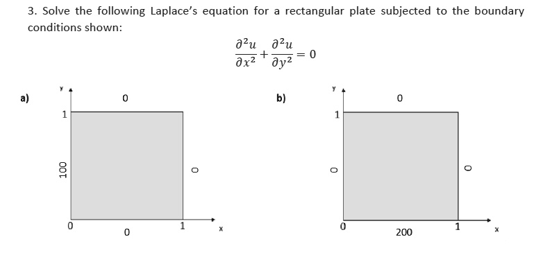 SOLVED: Solve the following Laplace's equation for rectangular plate subjected to the boundary ...