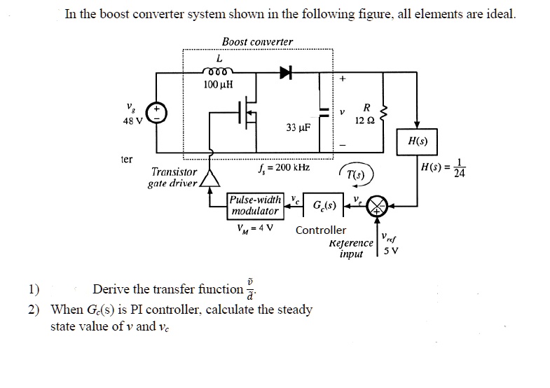 SOLVED: In the boost converter svstem shown in the following figure all ... SOLVED: In the boost converter svstem shown in the following figure all ...