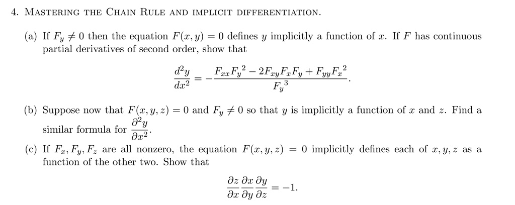 SOLVED: MASTERING THE CHAIN RULE AND IMPLICIT DIFFERENTIATION If Fy â ... SOLVED: MASTERING THE CHAIN RULE AND IMPLICIT DIFFERENTIATION If Fy â ...