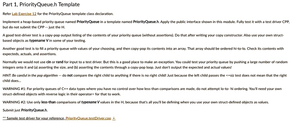 Solved “` Priorityqueueh Include Using Namespace Std Template Class Priorityqueue V 2669