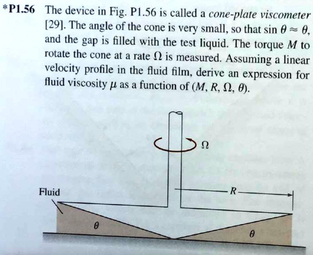 SOLVED: P1.56 The device in Fig. Pl.56 is called a cone-plate ...