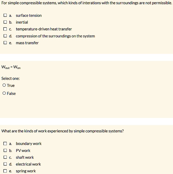 For simple compressible systems, which kinds of interations...