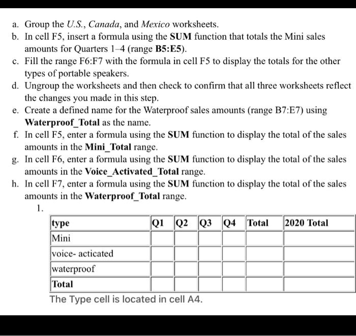 Solved A Group The U S Canada And Mexico Worksheets B In Cell F5