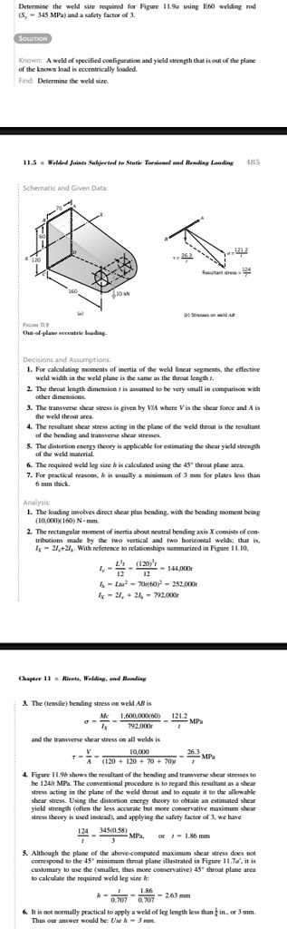 in sample problem 114 determine the weld size required if only the top ...