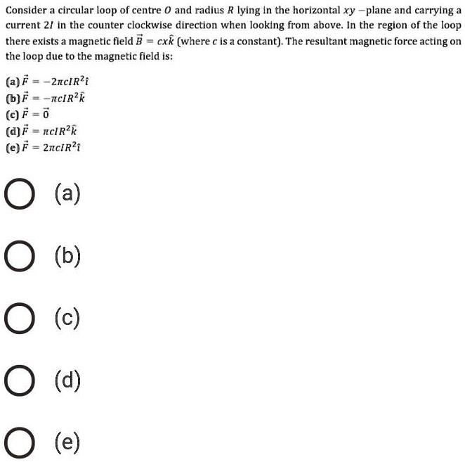 Consider a circular loop of centre O and radius R lying in the horizontal xy-plane and carrying ...