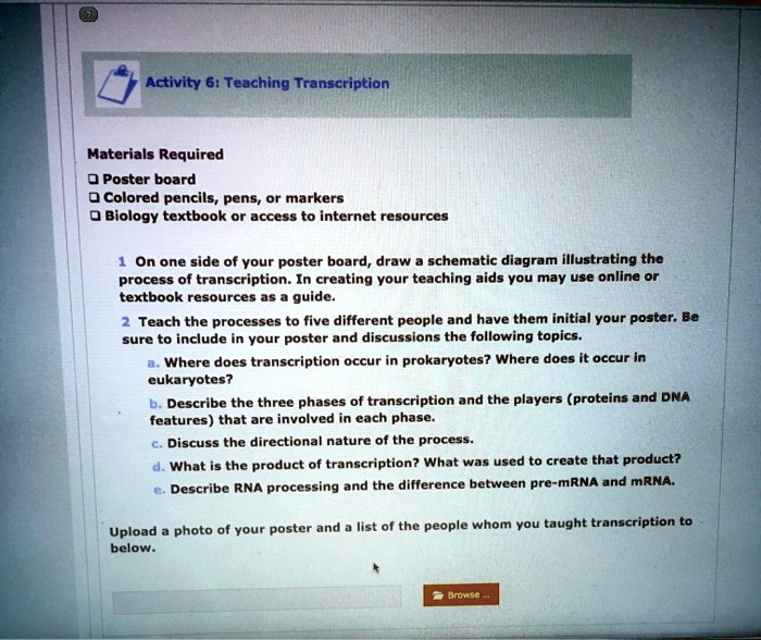 SOLVED: Activity 6: Teaching Transcription Materials Required: - Poster ...