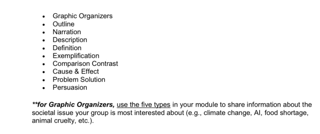 SOLVED: - Graphic Organizers - Outline - Narration - Description ...
