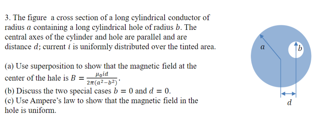 3. The figure a cross section of a long cylindrical conductor of radius ...