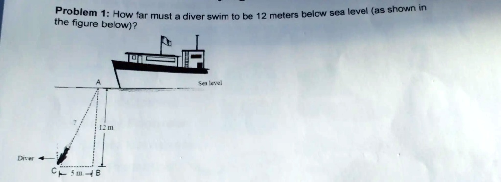 Problem 1: How far must a diver swim to be 12 meters below sea level ...