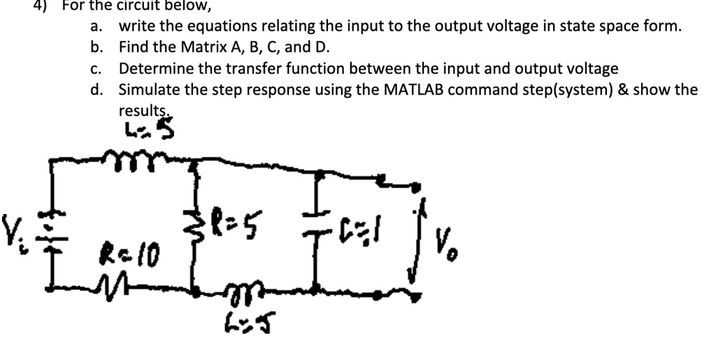 SOLVED: Texts: For the circuit below, a. Write the equations relating the input to the output ...