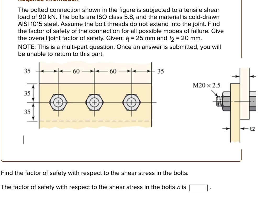 SOLVED: The bolted connection shown in the figure is subjected to a ...