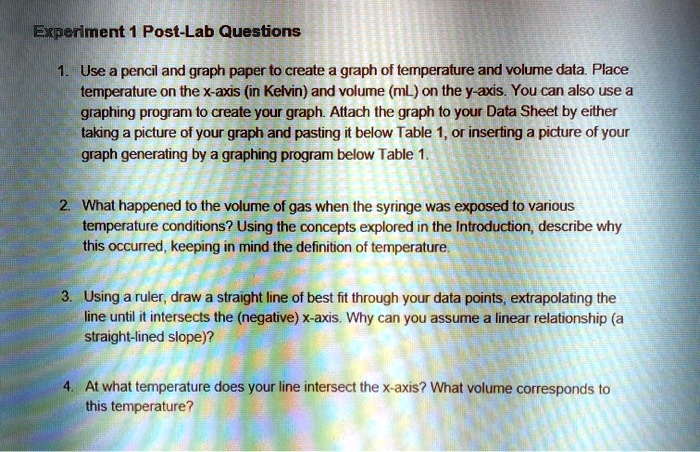 SOLVED: Ernerment Post-Lab Questions Use pencil= and graph paper to ...