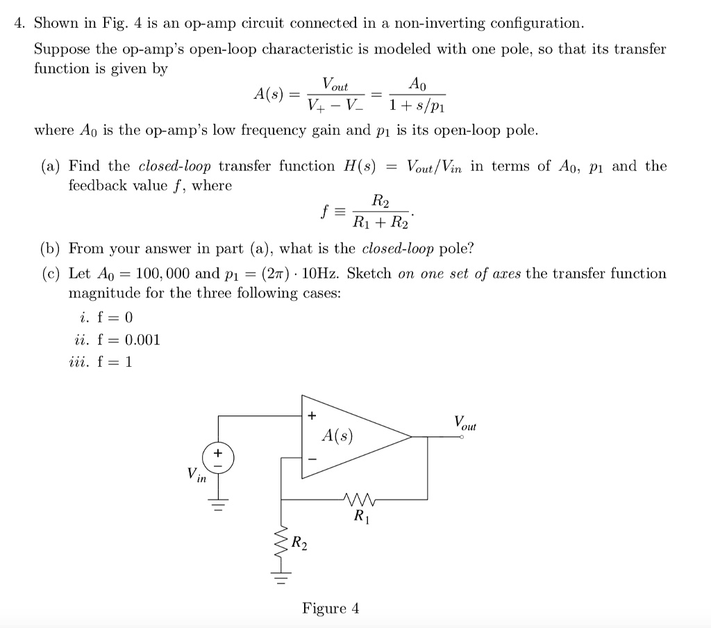 SOLVED: Shown in Fig. 4 is an op-amp circuit connected in a non-inverting configuration. Suppose ...
