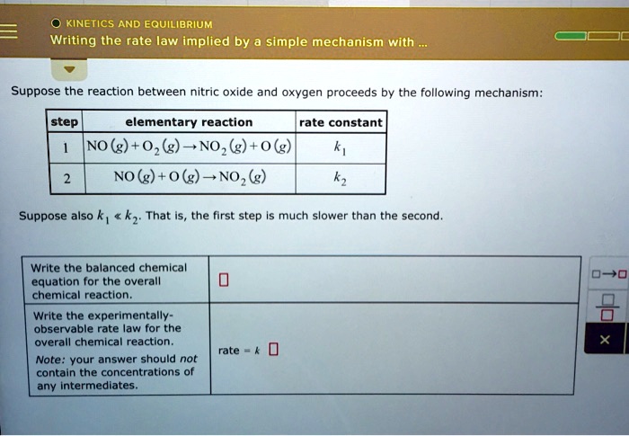 SOLVED: KINETiCS AND EQUILIBRIUM Writing the rate Iaw implied by simple ...