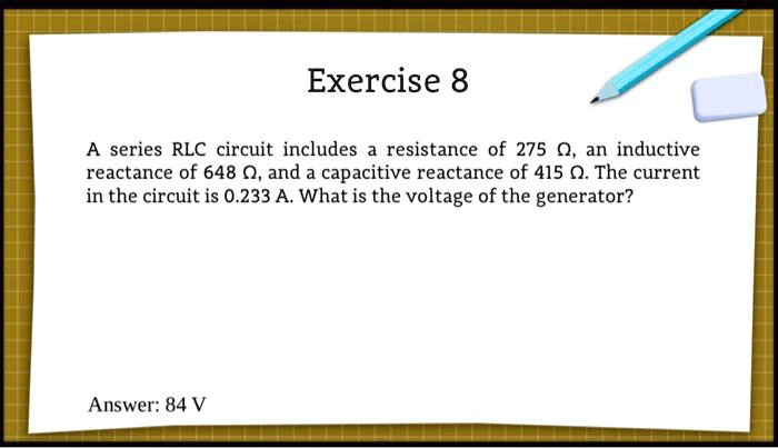 Solved A Series Rlc Circuit Includes A Resistance Of 275 Î© An Inductive Reactance Of 648 Î