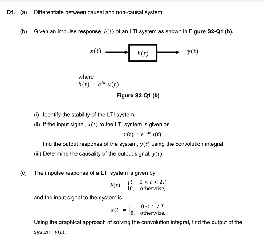 q1a differentiate between causal and non causal system b given an ...
