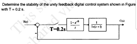 Determine the stability of the unity feedback digital control system ...