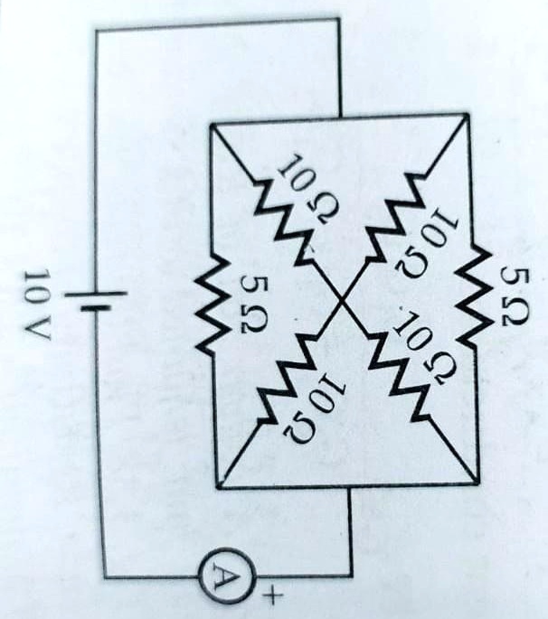 SOLVED: The ammeter A in the circuit shown measures the current. Calculate the current shown by ...