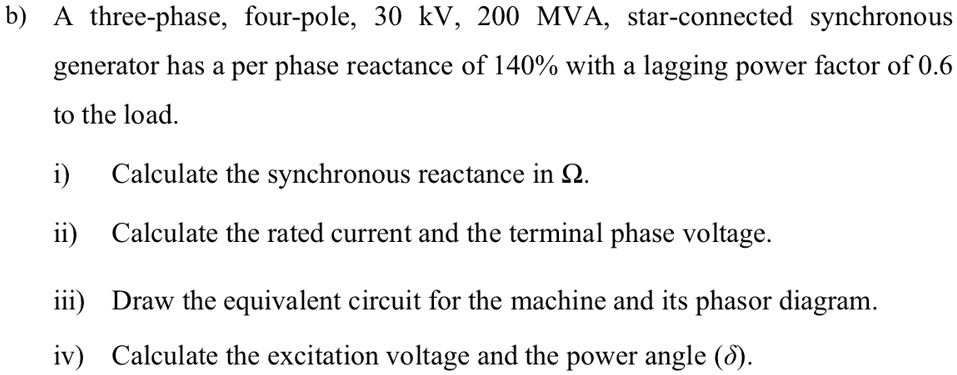 SOLVED: a) A three-phase, four-pole induction machine, with rated frequency of 50Hz and rated ...