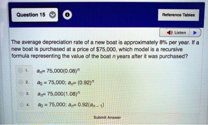 question 15 reference tableg listen the average depreciation rate of a ...