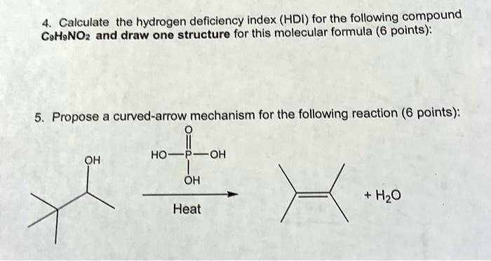 calculate the hydrogen deficiency index hdi for the following compound ...