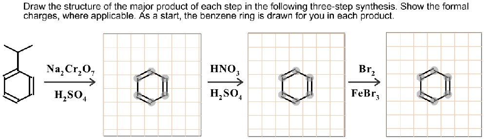 Draw the structure of the major product of each step in the following ...