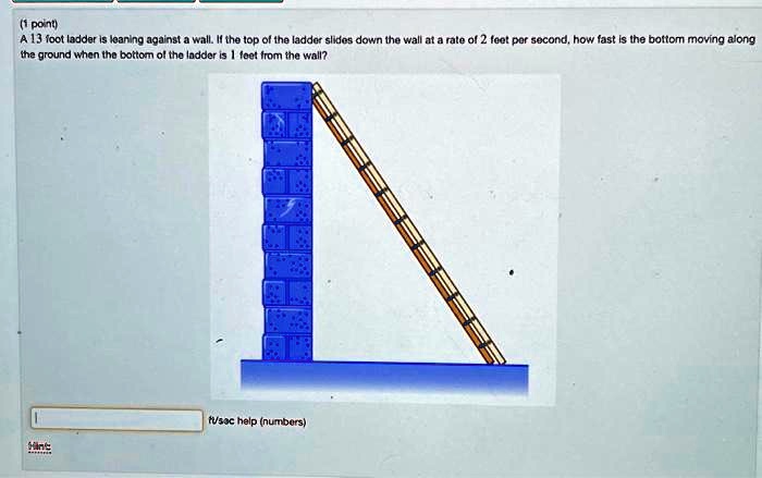 SOLVED: A 13-foot ladder is leaning against a wall. If the top of the ...