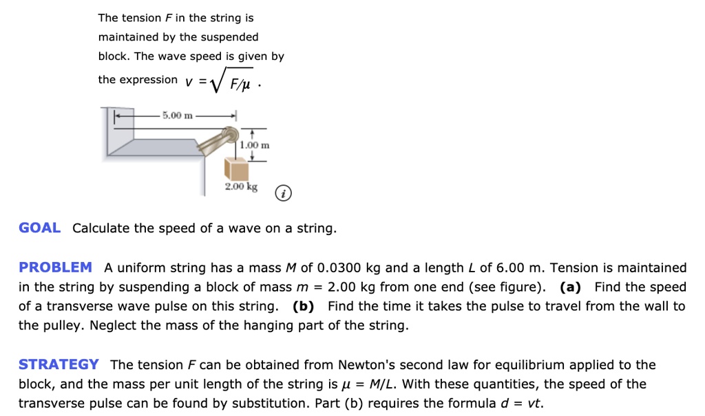 The tension F in the string is maintained by the suspended block. The ...
