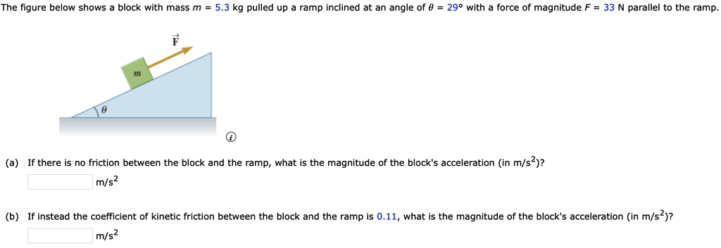 SOLVED: The figure below shows block with mass m 5.3 kg pulled up ramp ...