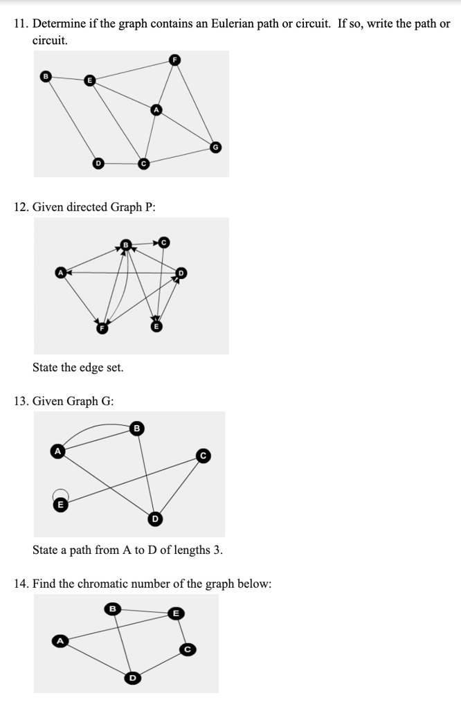 Solved 11 Determine If The Graph Contains An Eulerian Path Or Circuit If So Write The Path Or 5929