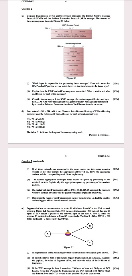 Solved Question 2 A Consider Transmission Of Two Control Protocol Messages The Internet