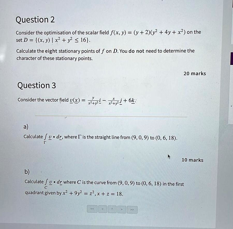 SOLVED: Question 2: Consider the optimization of the scalar field f(x,y) = (y+ 2)6y^2 + 4y+ x^2 ...