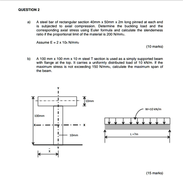 QUESTION 2 a) A steel bar of rectangular section 40mm x 50mm x 2m long ...