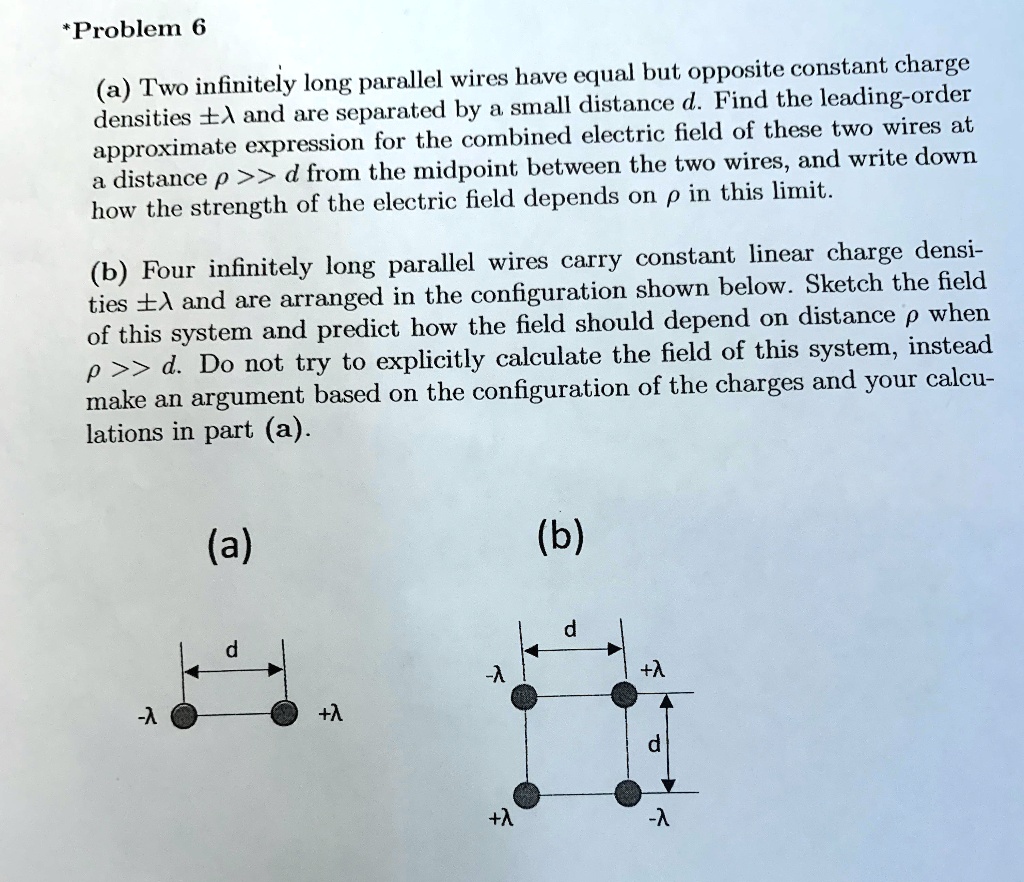 SOLVED: *Problem 6 (a) Two infinitely long parallel wires have equal but opposite constant ...